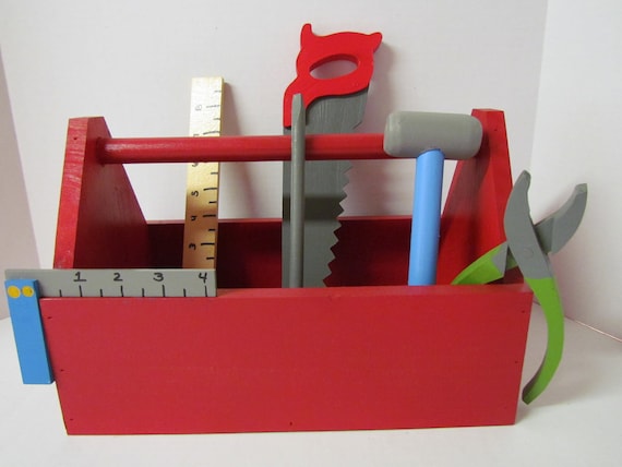 Child's Wooden Tool Box with Tools