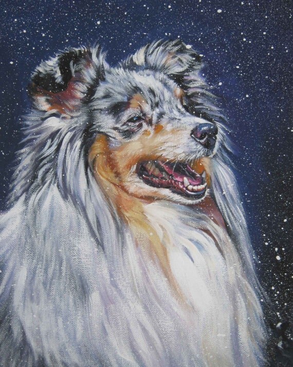 Shetland Sheepdog sheltie dog art portrait CANVAS print of LA