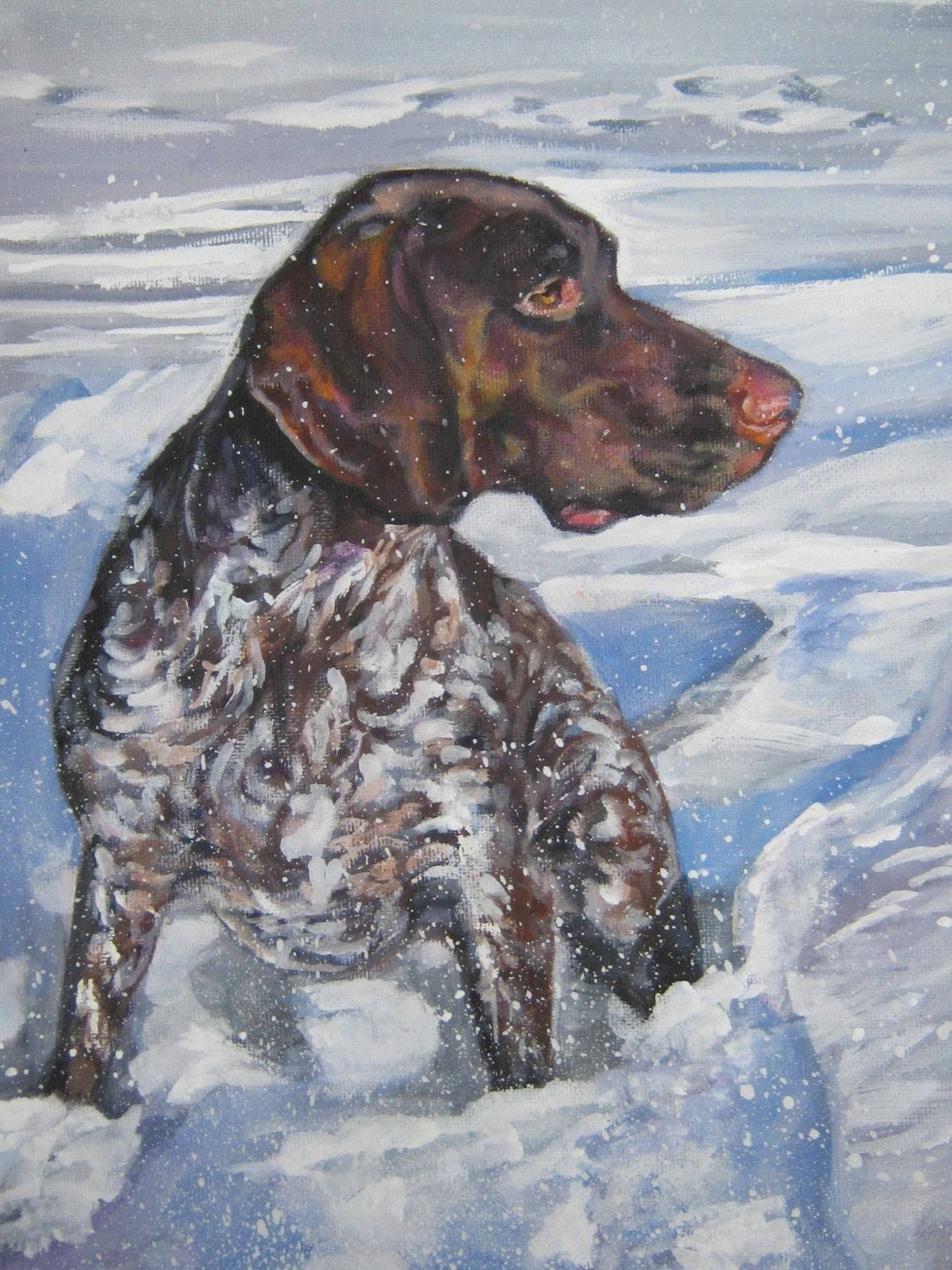 German shorthaired pointer gsp dog art canvas print of LA