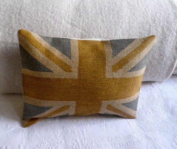 Items similar to Handprinted rustic unionjack flag in muted brown and ...
