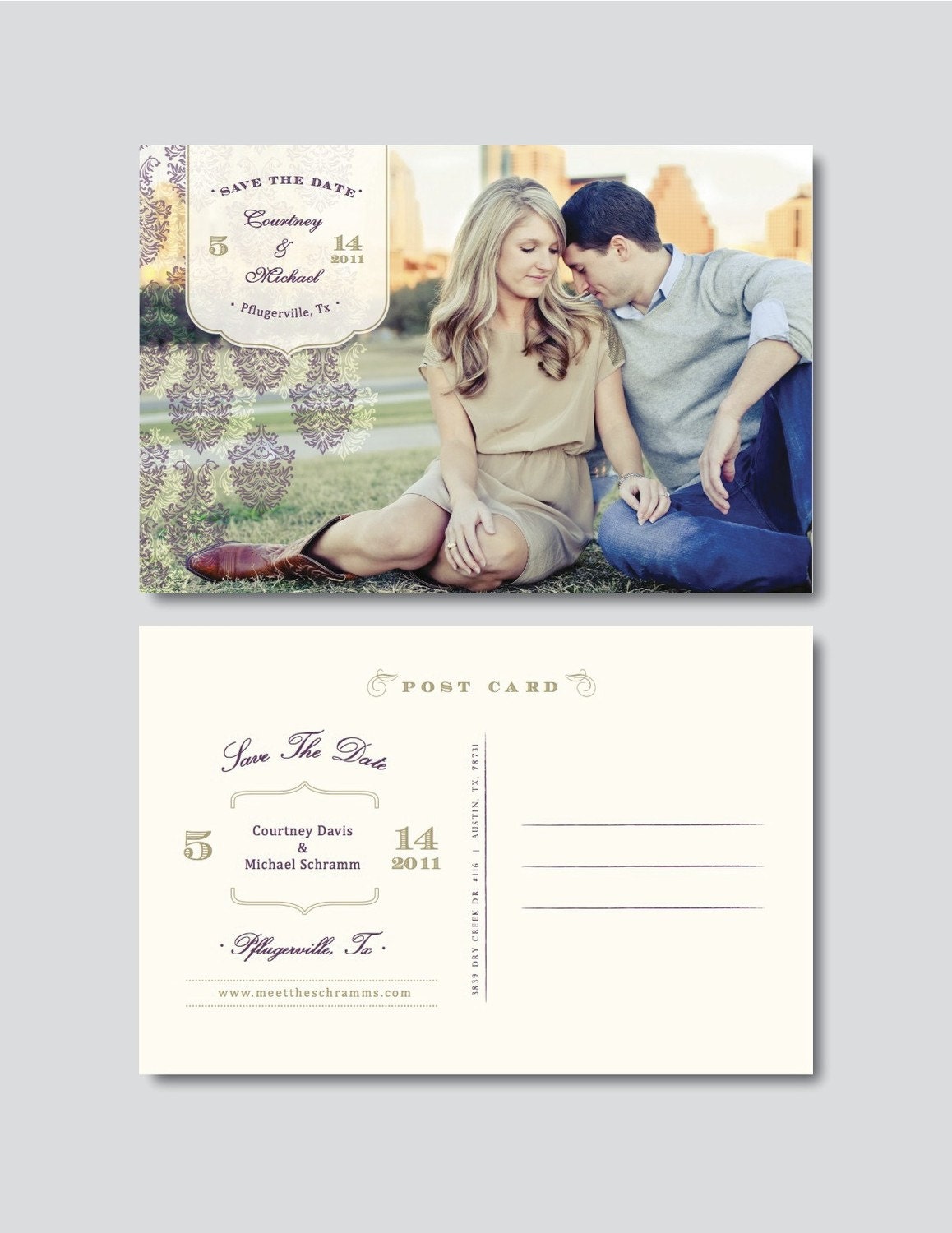 Vintage Save The Date Postcard Template Digital Photoshop