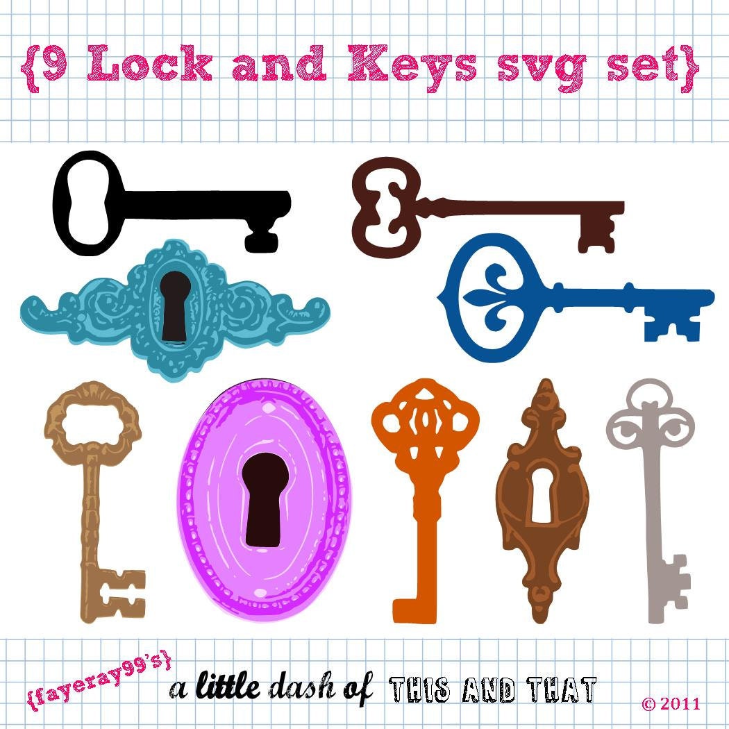 9 Lock and Key SVG DXF Set