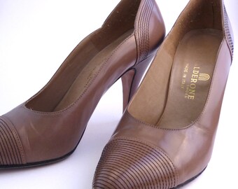 70s shoes - womens 1970s Calderone leather high heel shoes with ...