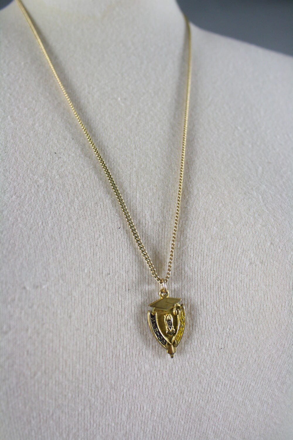 vintage necklace seniors high school pendant gold graduation cap 1977 ...