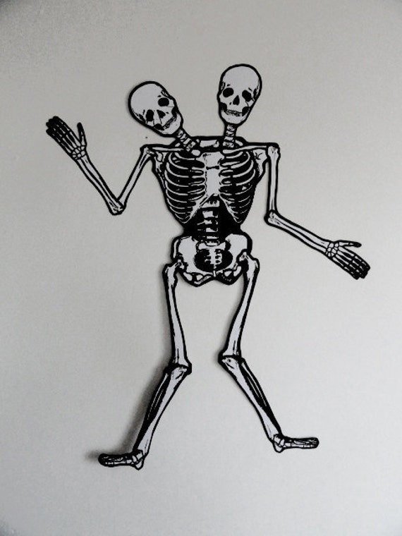 two headed skeleton siamese twin freak show by creepycult on Etsy