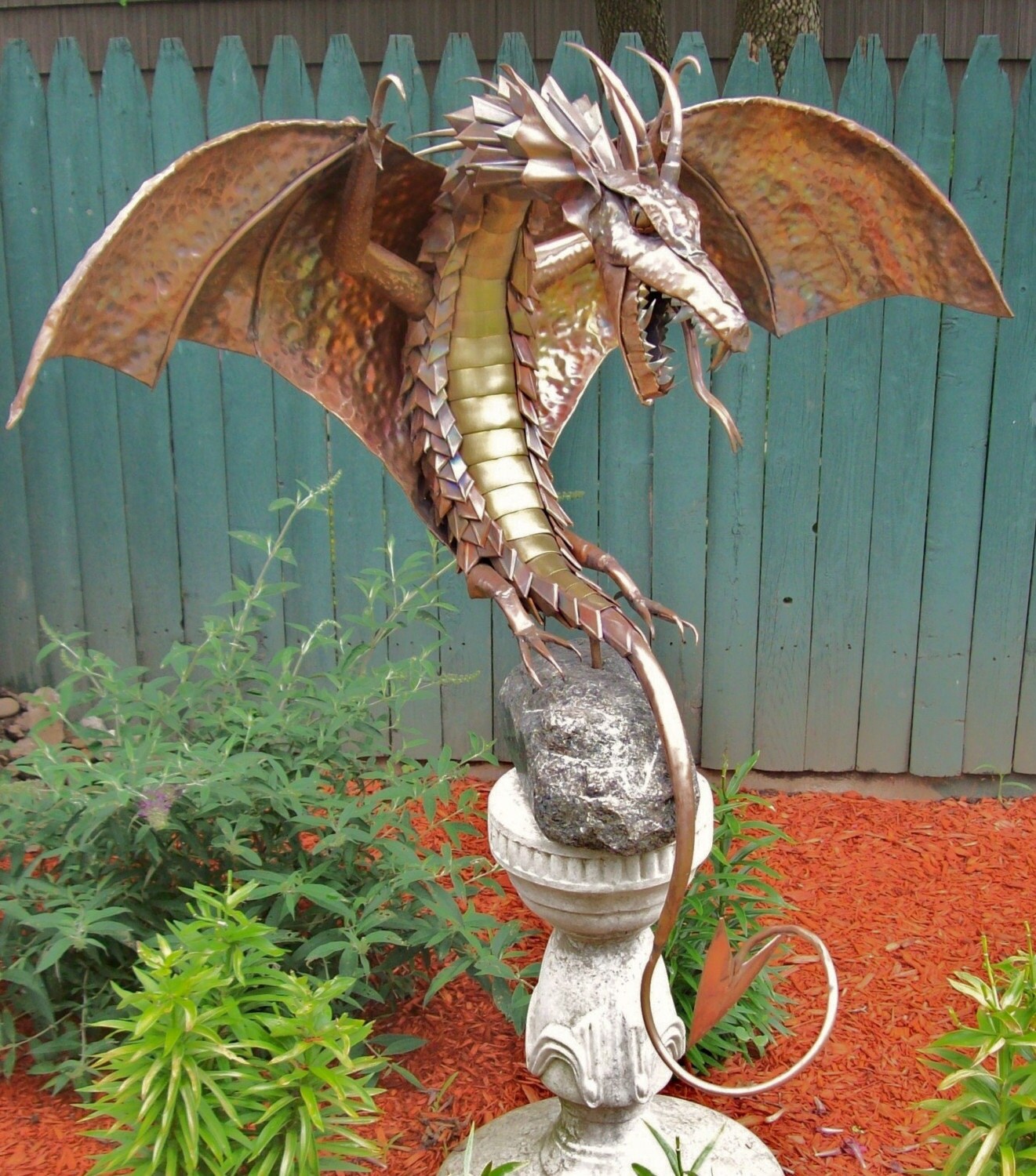OOAK Ye'ail the Wyvern Copper and Brass Sculpture Metal