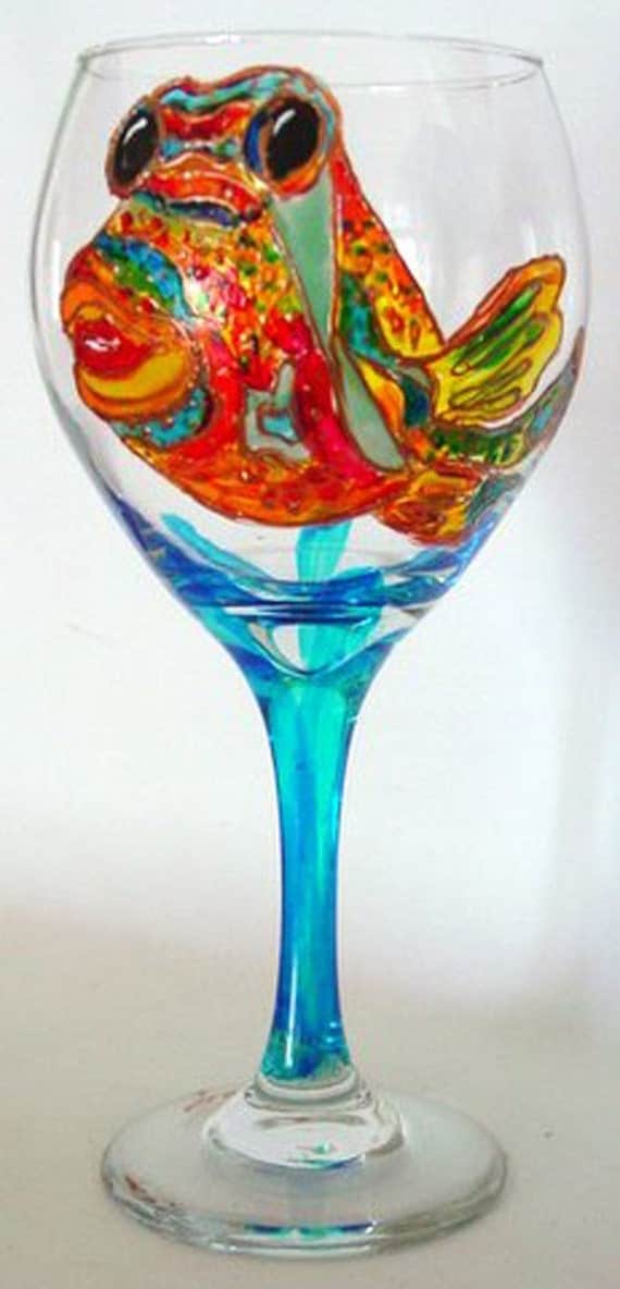 Items similar to Blow Fish Wine Glass - WG-0029 on Etsy