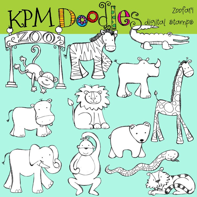 KPM Zoofari Digital black line stamp by kpmdoodles on Etsy