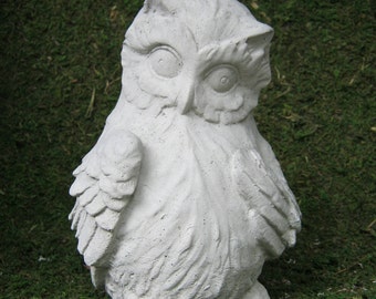 Owl Concrete Garden Owls 10 Inches Cement by WestWindHomeGarden
