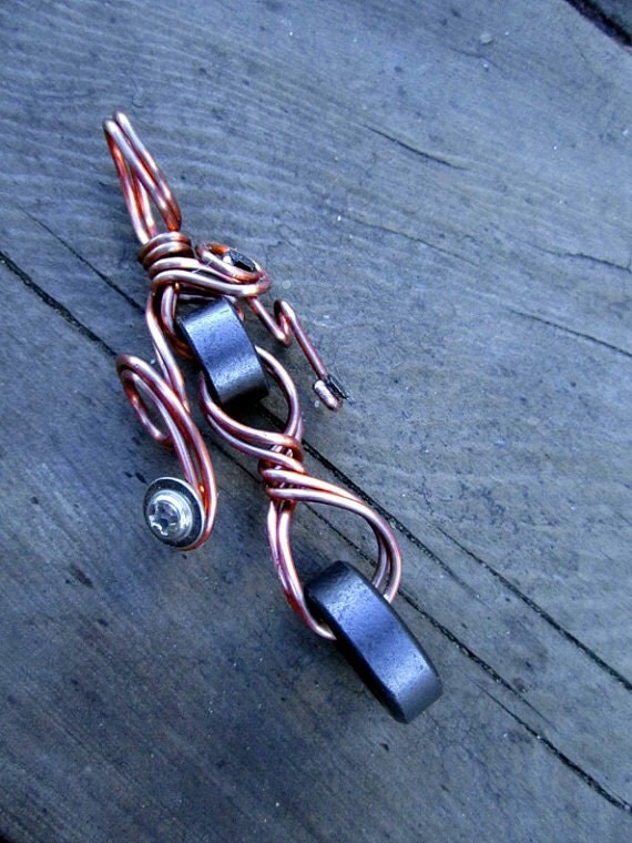 Repurposed Upcycled Copper Wire & Computer Parts Necklace