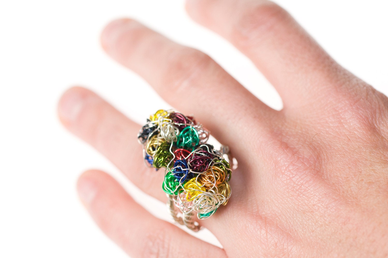 Art ring Colorful ring Abstract ring Double ring Wire ring