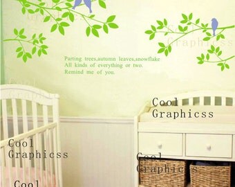 trees wall decal office wall decal flying birds wall decal