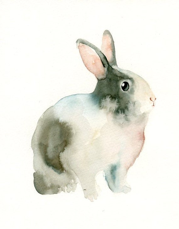 BUNNY 5x7 Print-Art Print-animal Watercolor Print-Giclee