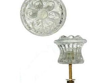 Set Of 6 Pink Vintage Style Depression Glass Cabinet Knobs