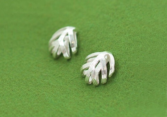 Tree roots silver earrings Japanese nature motif earrings