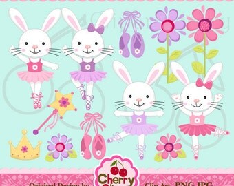 Cute Easter Bunny Digital Clipart Set for by Cherryclipart on Etsy