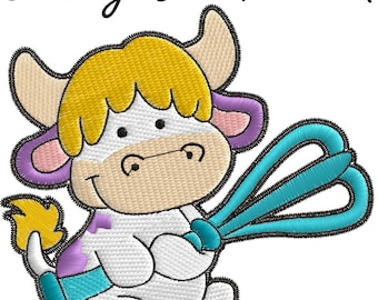 Cow embroidery | Etsy