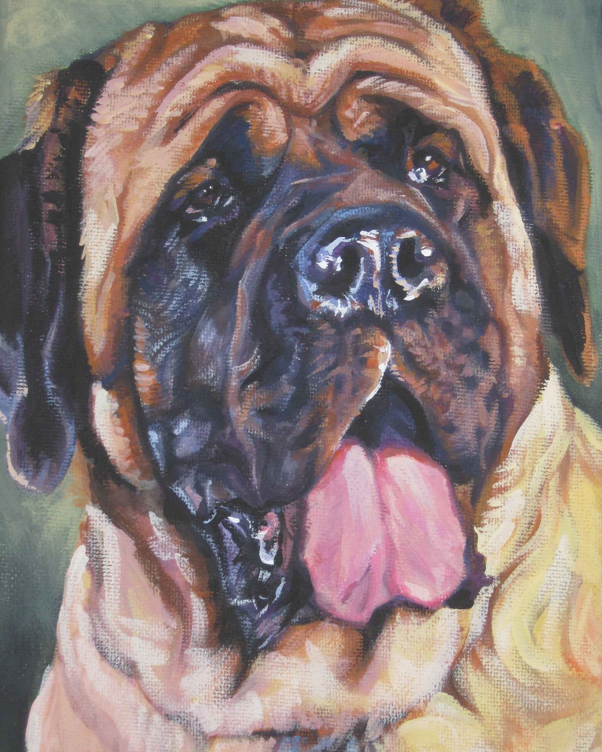 english mastiff art dog portrait CANVAS art print of LA