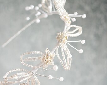 Boho flower head piece Rosebud crown Pink by gardensofwhimsy