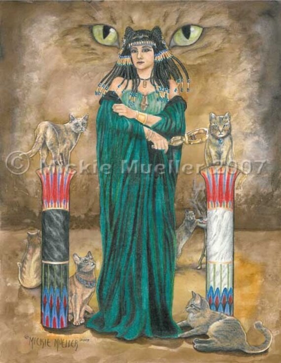Priestess of Bast Cat Goddess Art Print