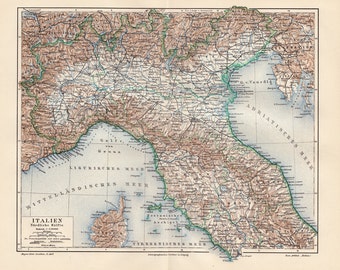 Popular items for antique map of italy on Etsy