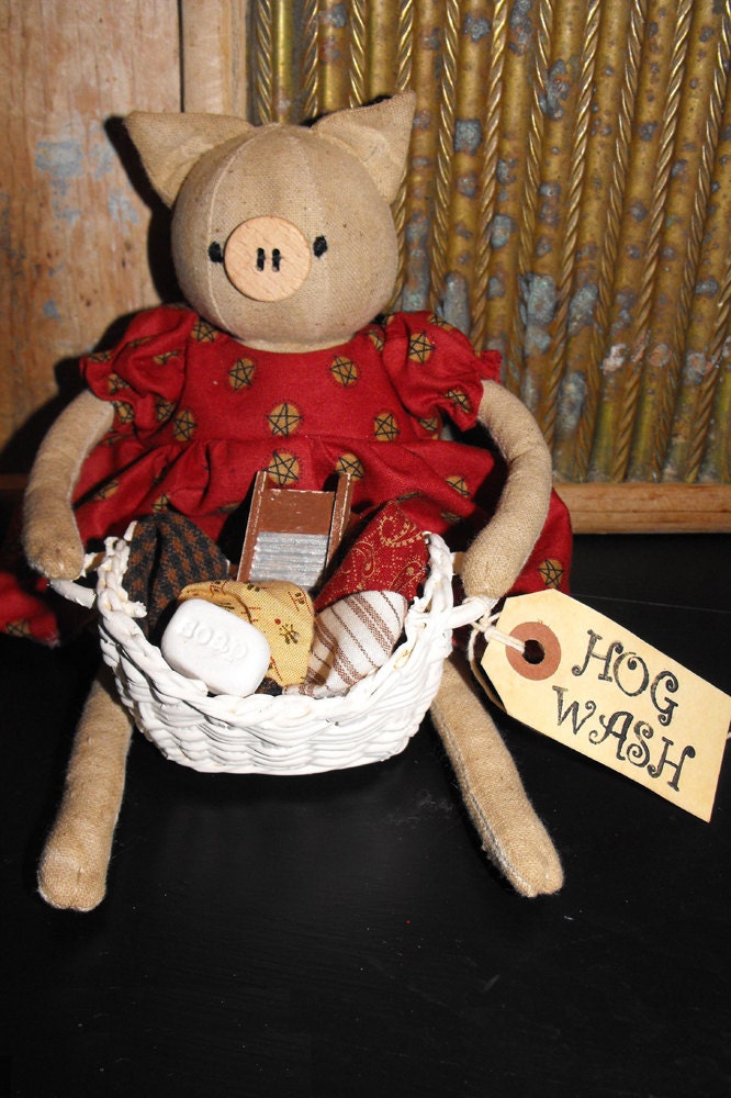 Primitive Penelope Pig Folk Art Pig instant