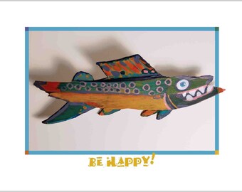 Whimsical Funky Fish Art Print Colorful Creative by FISHeFISH