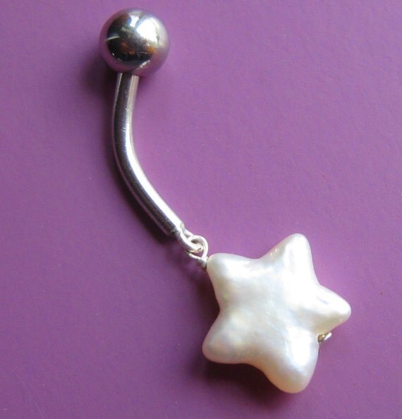 Items similar to Freshwater Pearl Belly Ring on Etsy