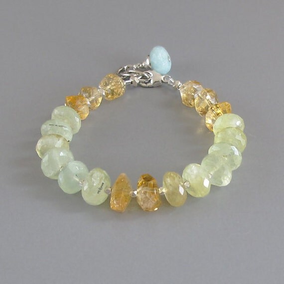 Items similar to Icy Prehnite Citrine Amazonite Gemstone Sterling ...