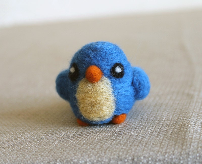 Needle Felted Blue Bird Soft Sculpture Figurine Made by kmwatkins