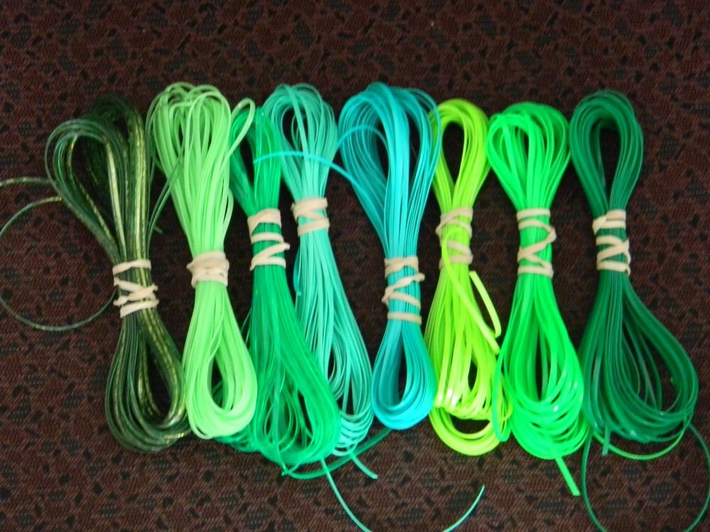 Lot of Rexlace boondoggle plastic lace gimp in GREEN colors 80