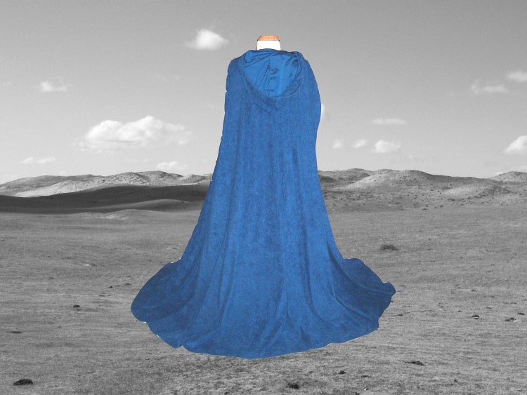 Blue Ocean Hooded Cloak Cape Renaissance by ColorTheWorldArt