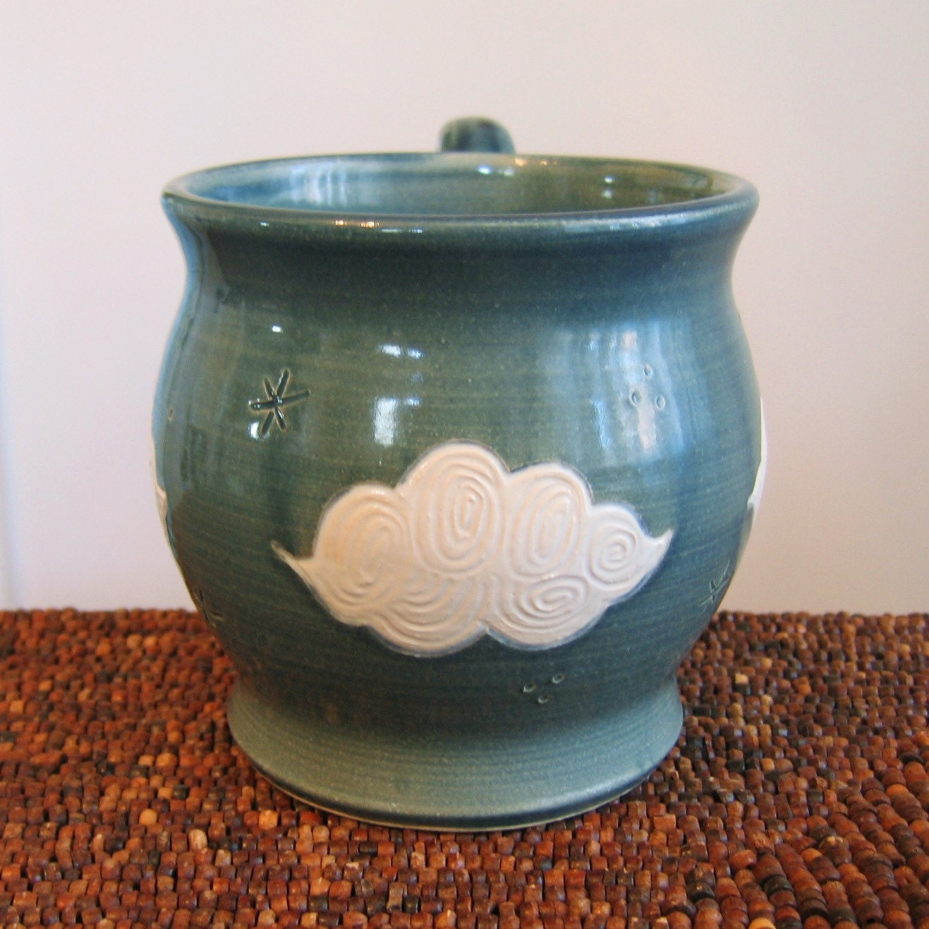Fluffy Cloud Mug 20 oz. Night Sky Stoneware Pottery by KarinLorenc