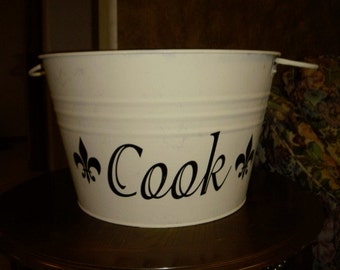 Large Metal Bucket personalized with Hearts by scrapsoflovebyjen