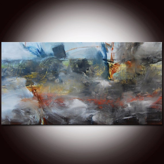 Blue Gray Original Abstract Painting Abstract by Andrada on Etsy