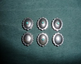 Vintage Sterling Silver Turquoise Button Covers