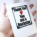 Thank You Card. Thank You Rock Star Card. Magnet Greeting