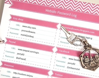 Items similar to Password and User Name Organizer Printable DIY Instant ...