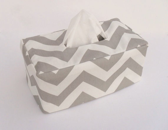 Grey Chevron Rectangle Reversible Tissue Box Cover