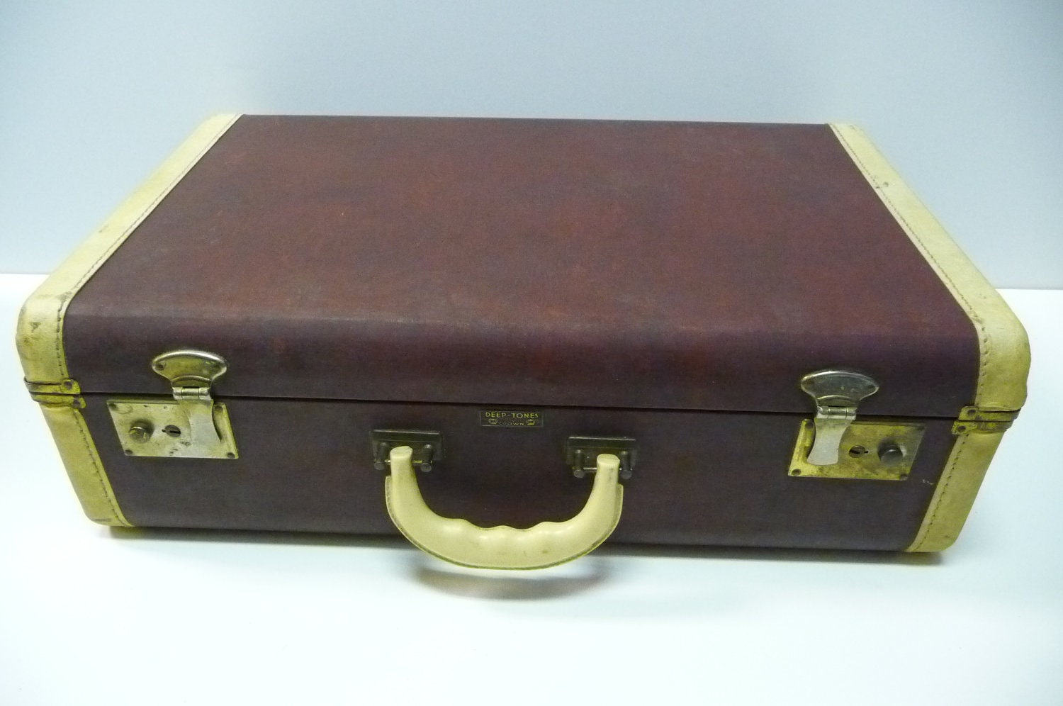 Vintage suitcase Crown Deep Tones Brown and cream Wine