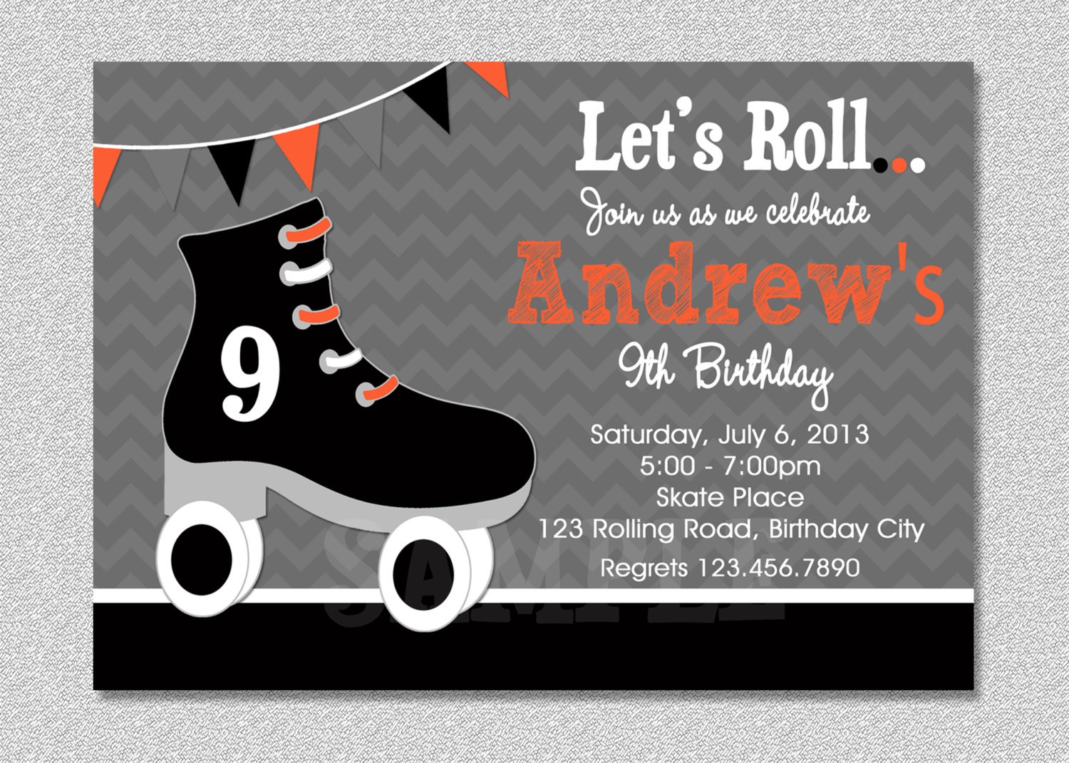 Culturatudela Roller Skating Party Invitations