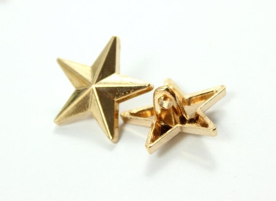 Metal Buttons Star Metal Buttons Gold Color Shank by Lyanwood