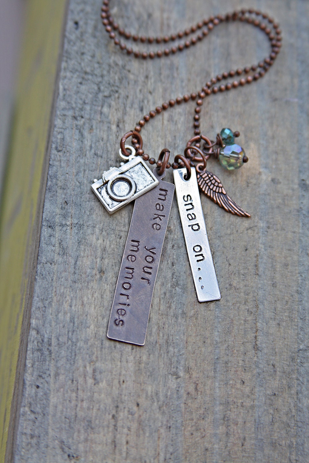 Mixed metal rectangles photographer necklace by MyaBruceDesigns