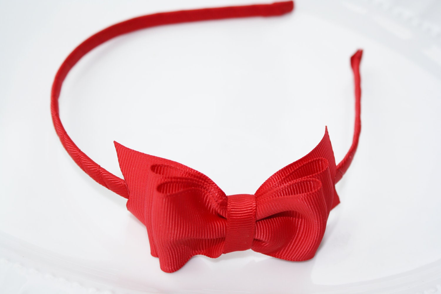 Red Bow Headband-Photo Prop-Girls to by SculptureClippiesNCo