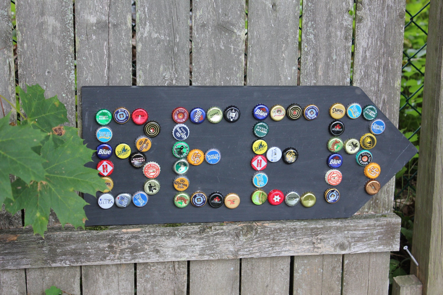 Items similar to Bottle Cap Beer Sign Arrow on Etsy