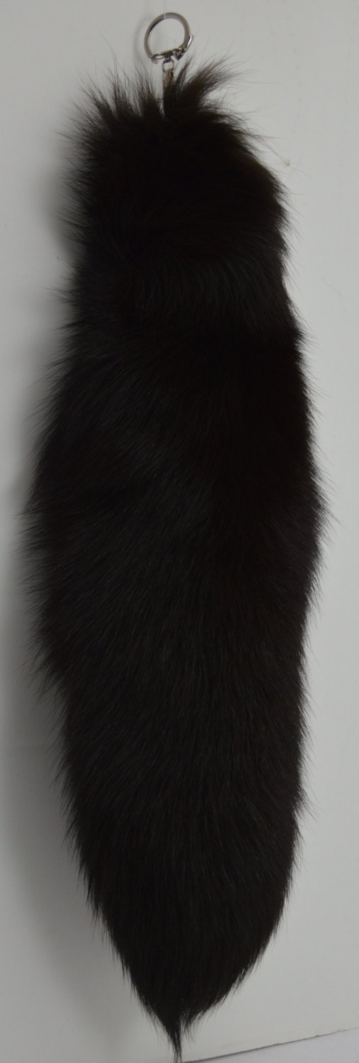 black fox Fur Tail Key Chain
