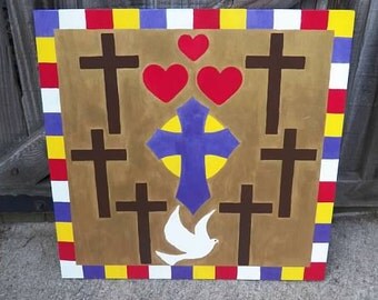 Religious Barn Quilt Wall Hanging 2' x 2'