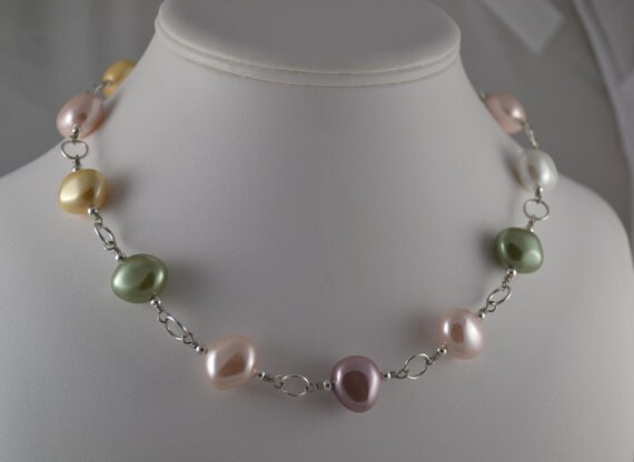 Items Similar To Pastel Colored Pearl Necklace On Etsy