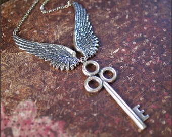 Angel Wing Necklace Silver Wing Jewelry by RevelleRoseJewelry