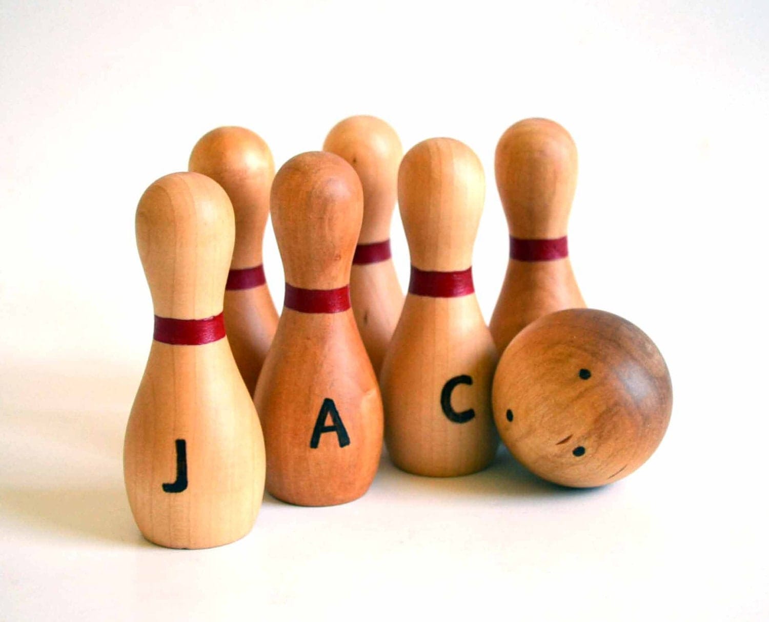 Personalized Wooden Toy Bowling Set Waldorf Inspired